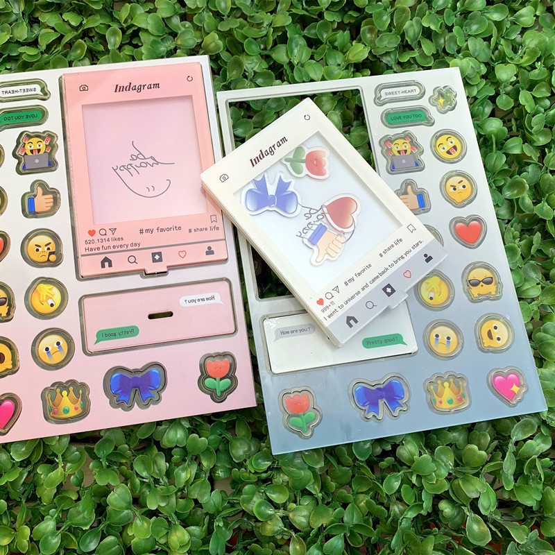 Porta-Cartões Korea Ins 3inch Moldura Fotográfica Acrílica Com 17 Cute EMOJI Decor Idol ...