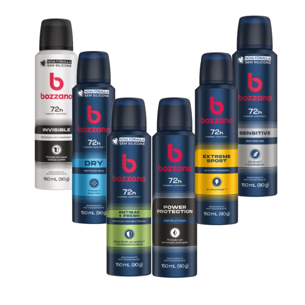 Kit 6x Desodorante Bozzano Aerosol 150ml Fragrância Diversas KIT ...