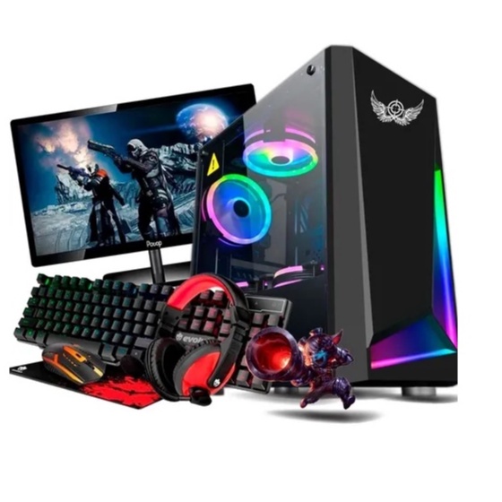 computador cpu gamer completo 8gb ssd128g+hd500gb video r5 230 monitor ...