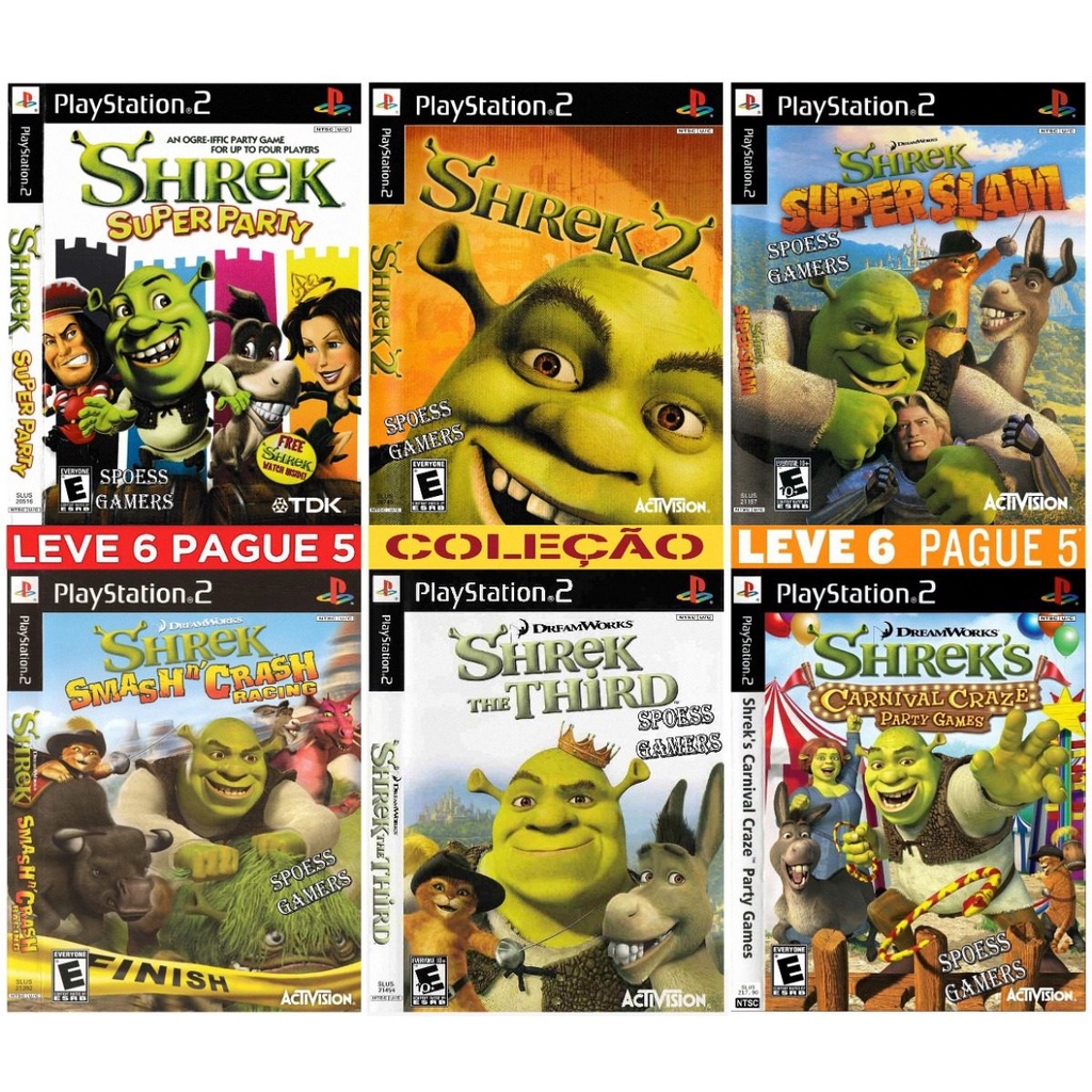 Jogo Shrek Ps2 Coleção (6 Dvds) Patch Leve 6 Pague 5 | Shopee Brasil