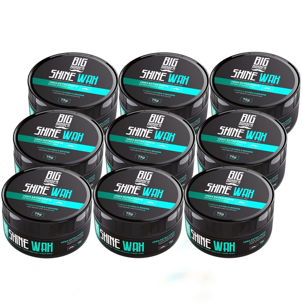 Pomada Modeladora Shine Wax Big Barber 75g Efeito Brilho Caixa Com 9 ...