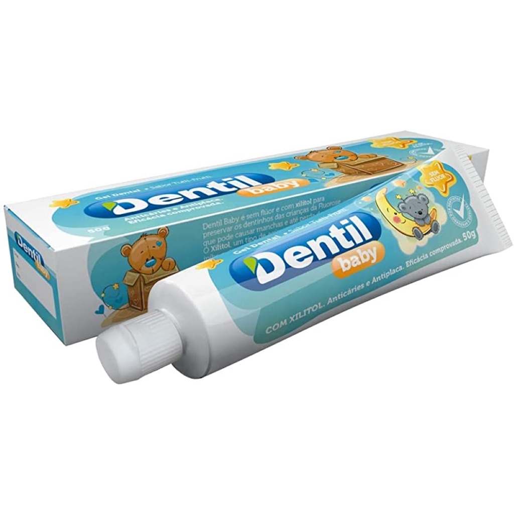 Pasta Dental Infantil Gel Sem Flúor Dentil Baby Tutti-Frutti 50g ...