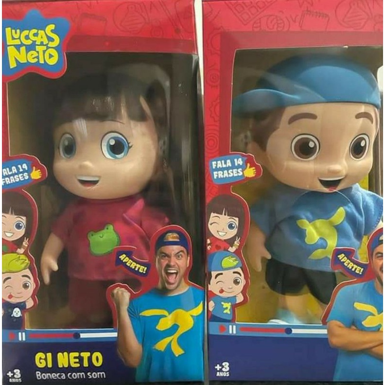 BONECA GI NETO E BONECO LUCAS NETO 27cm DE ALTURA, FALA 14 FRASES ...
