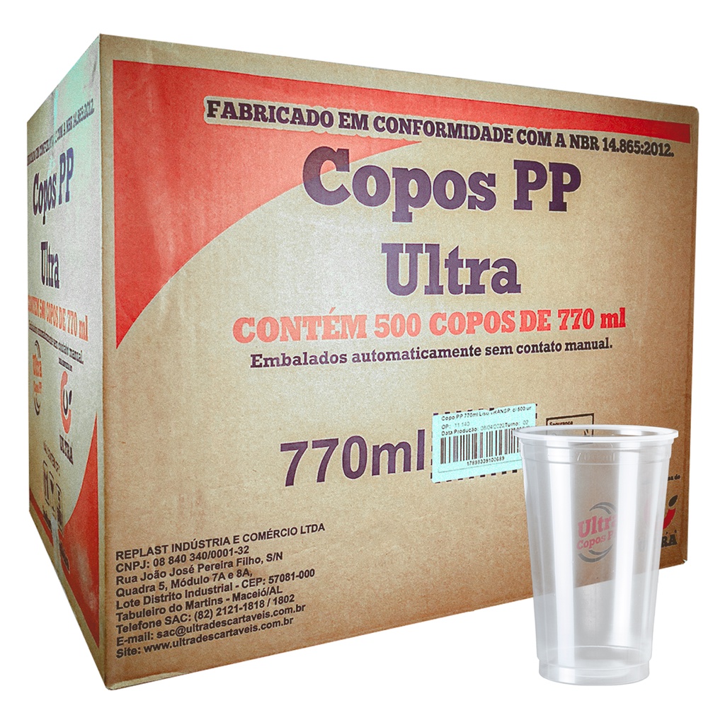 Caixa Copo Ultra PP 770ml Liso Transparente Descartável 500un. | Shopee Brasil