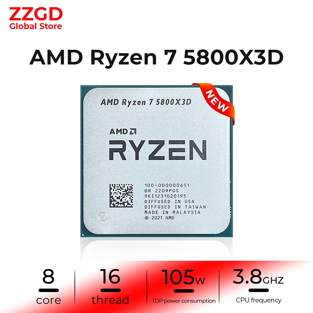 Novo processador de CPU Amd Ryzen 7 5800x3d r7 5800x3d 3.4 ghz 8-core ...