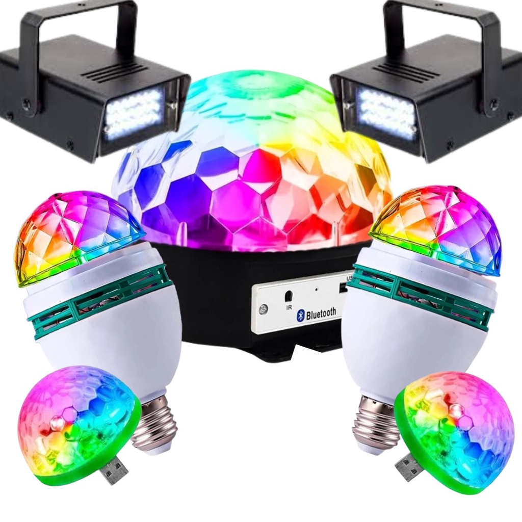 Super Kit Iluminação Led para Festa e Eventos - 7 Itens - Globo Strobo ...