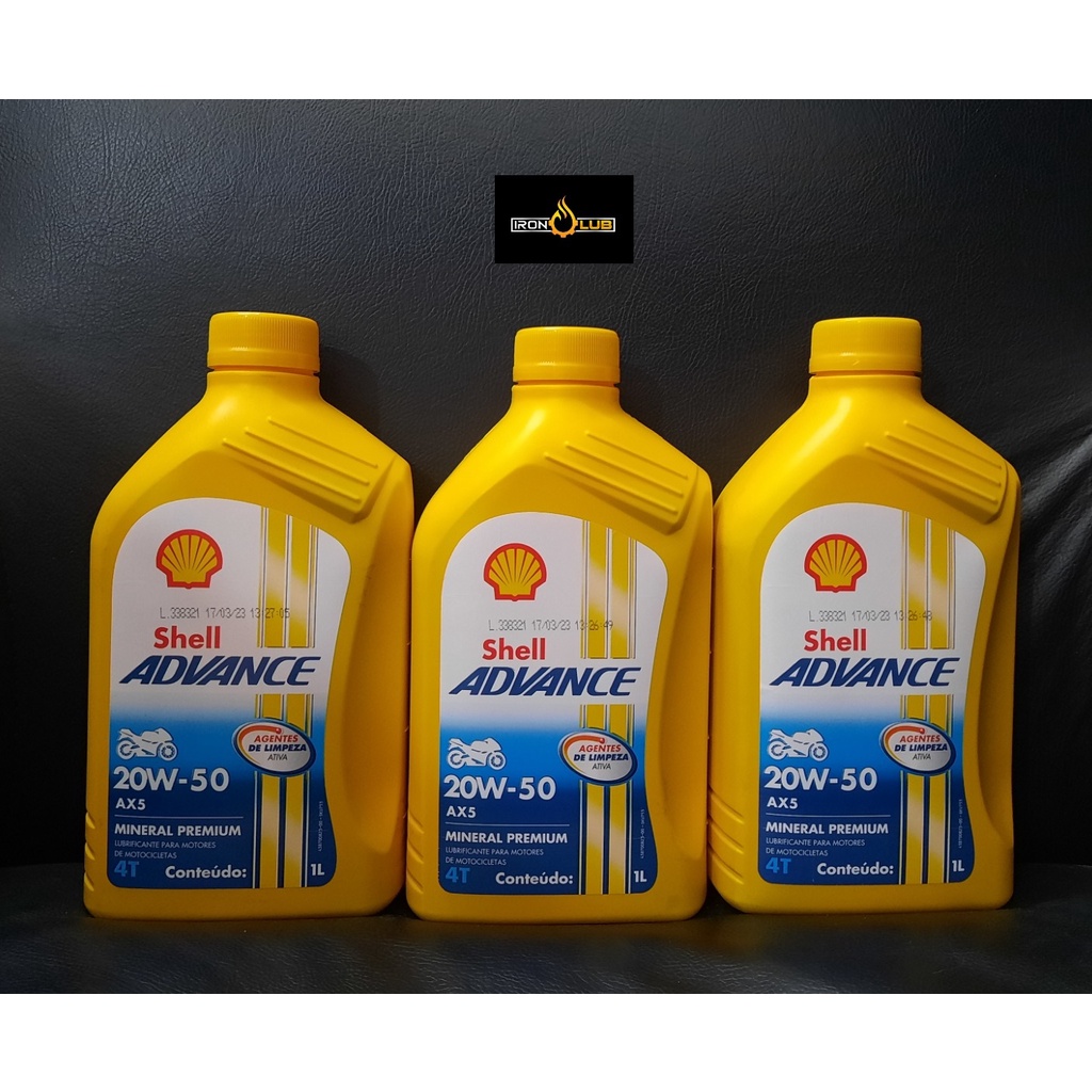 KIT 3 LITROS DE SHELL ADVANCE AX5 20W50 4T MOTO | Shopee Brasil