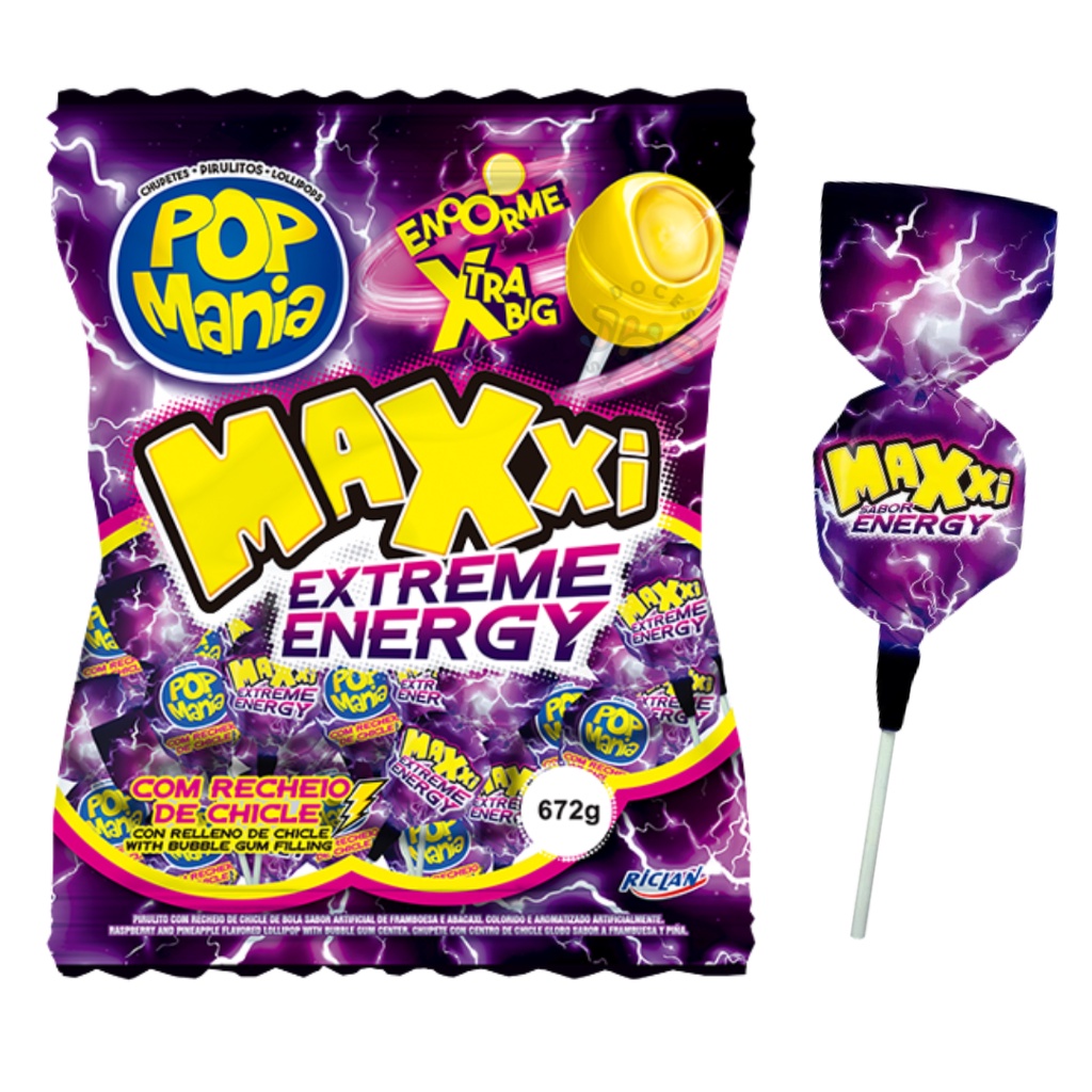 Pacote de Pirulito Grande Pop Mania Maxxi C24un 672g sabores | Shopee ...