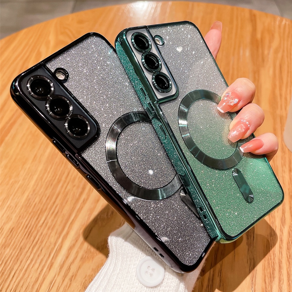 Capa De Glitter Gradiente De Revestimento Para Samsung S23 Ultra S22 Plus S21 FE Carga Magnética ...