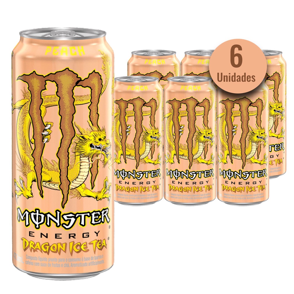 Energético Monster Drag Tea Pessego 473ml (6 latas) | Shopee Brasil
