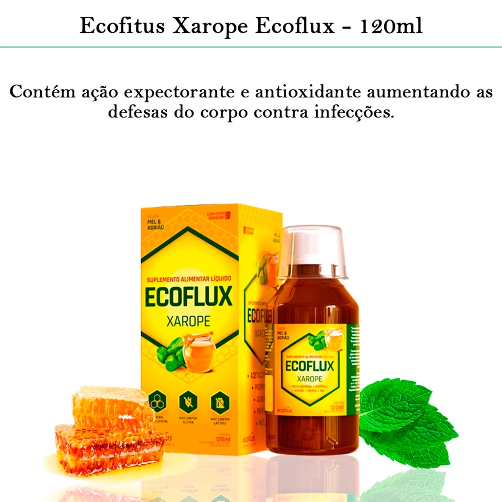 Ecoflux Xarope Acetilcisteína, Mel, Agrião, Própolis e Menta 120 ml ...