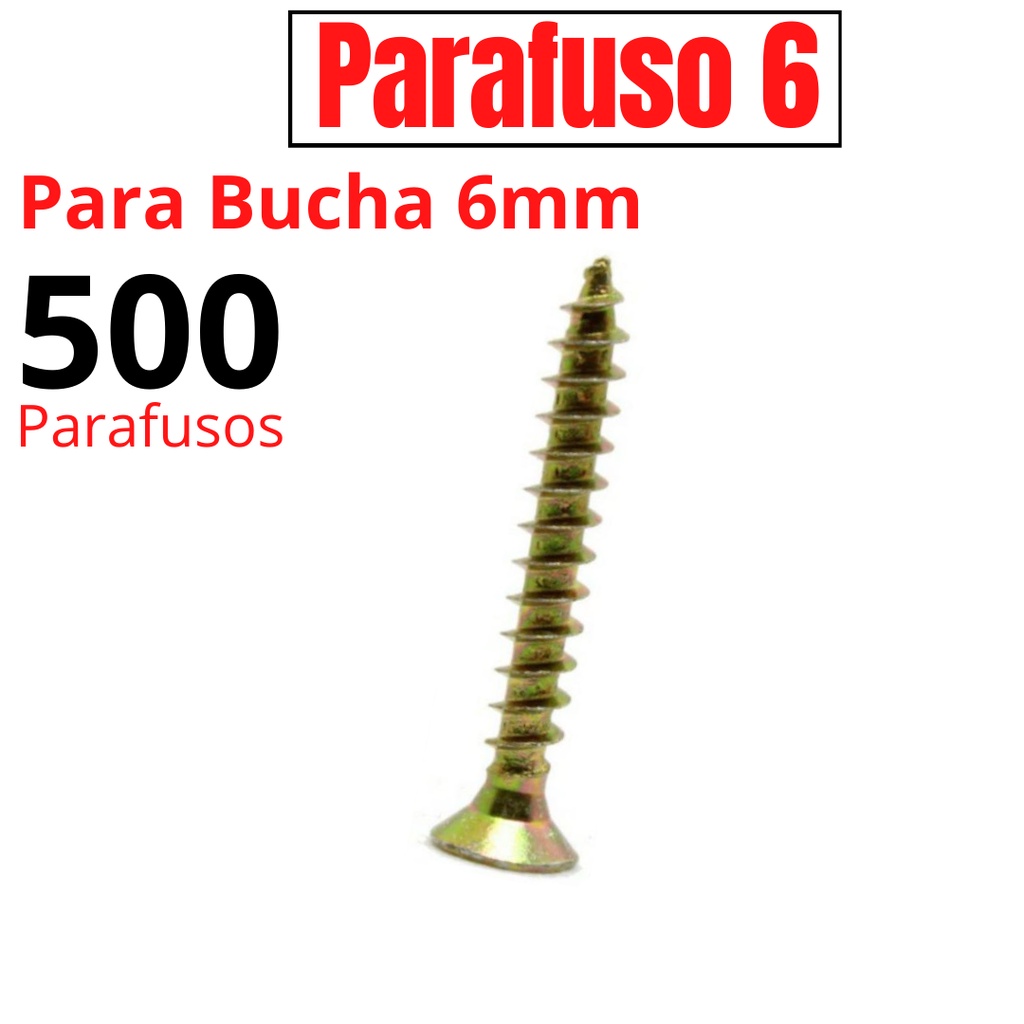 Parafuso 6 para Bucha 6mm com 500 Parafusos Philips 4cm Comprimento ...