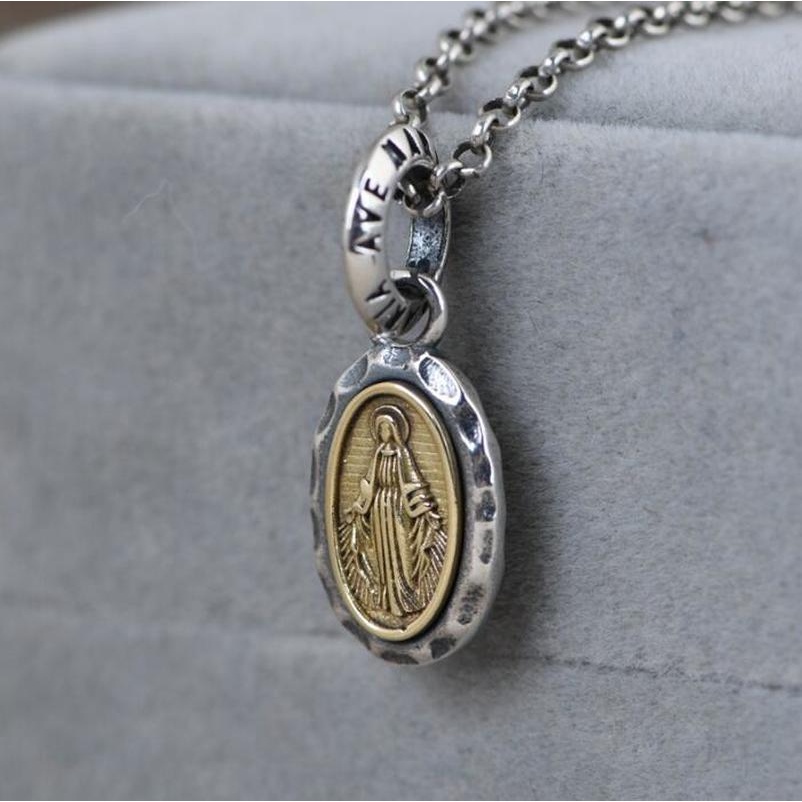 Moda Prata Cor Da Virgem Maria Medalha Metal Homem E Mulher Pingente ...
