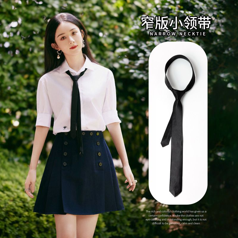 Gravata Preta 3CM Versão Coreana Ultra-Estreita Macho Fêmea Estudante Preppy Estilo Japonês jk ...