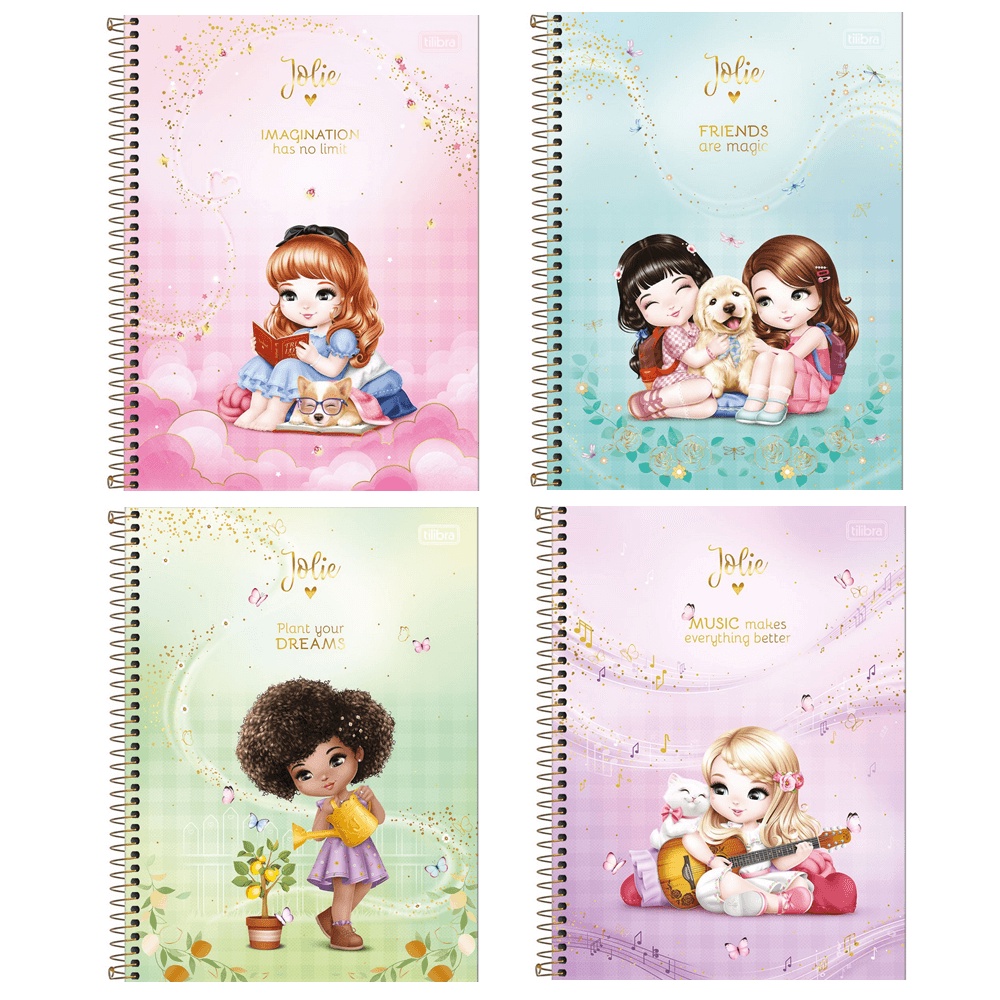 Caderno Universitario Espiral 10 Materias A4 Jolie 160 Folhas Capa Dura ...