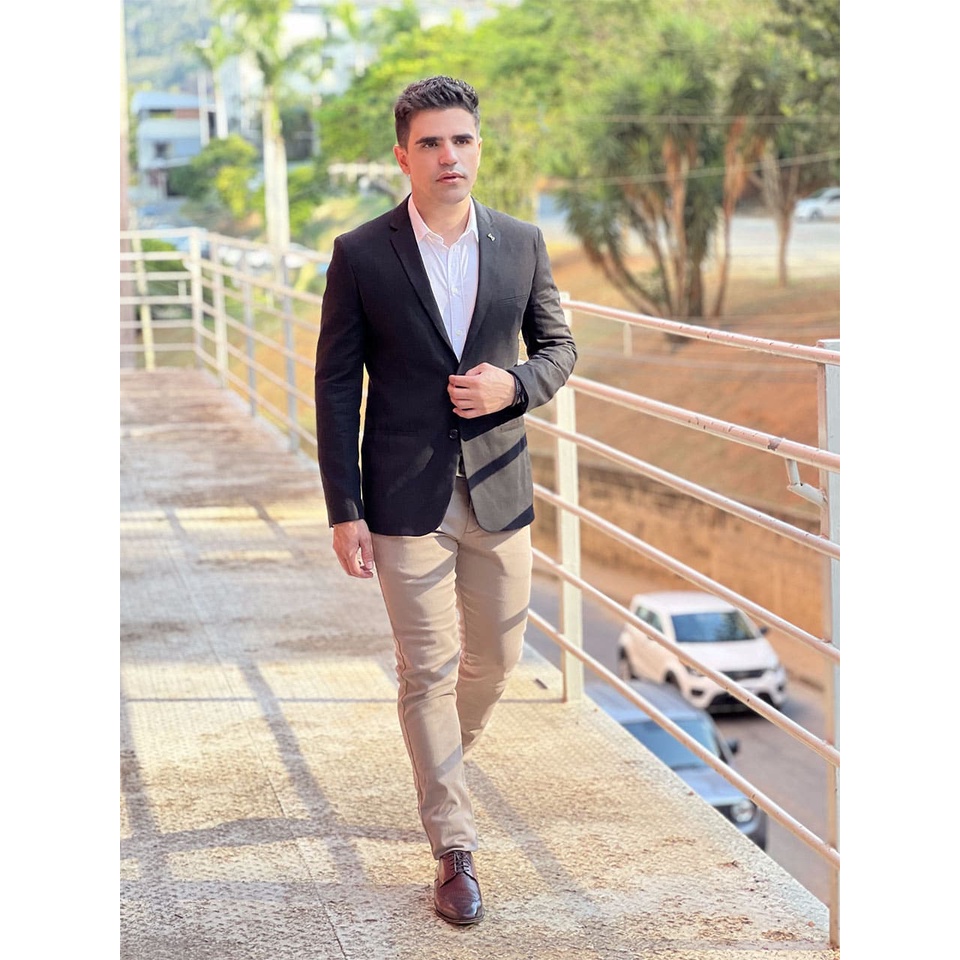 Blazer Masculino Preto Slim de Linho | Shopee Brasil