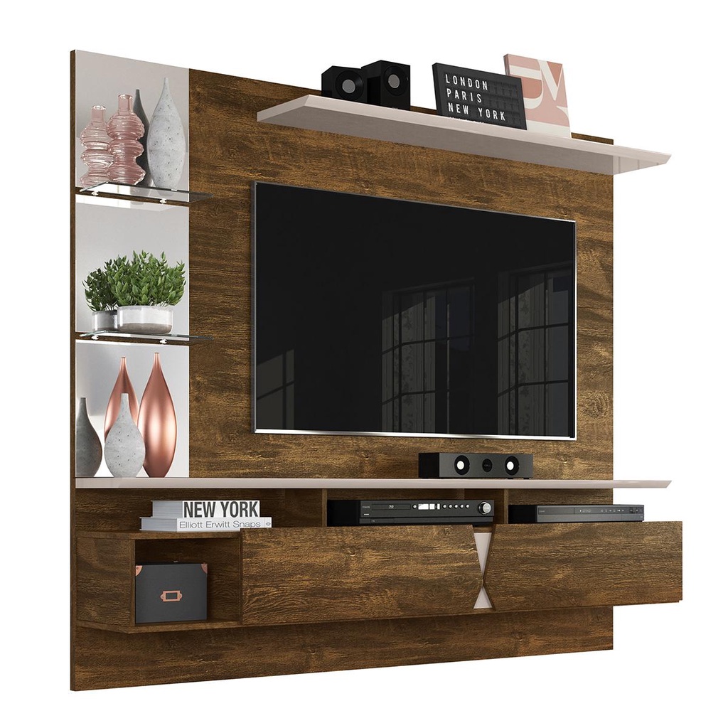 Painel Intense 1.83 Tv 39 40 42 43 46 47 48 50 55 Polegadas Prateleiras Organizadoras Nicho 2 ...