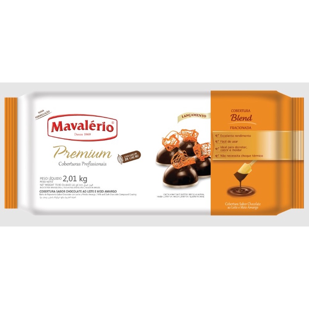 Cobertura Premium Mavalerio Barra 1,01kg Blend | Shopee Brasil