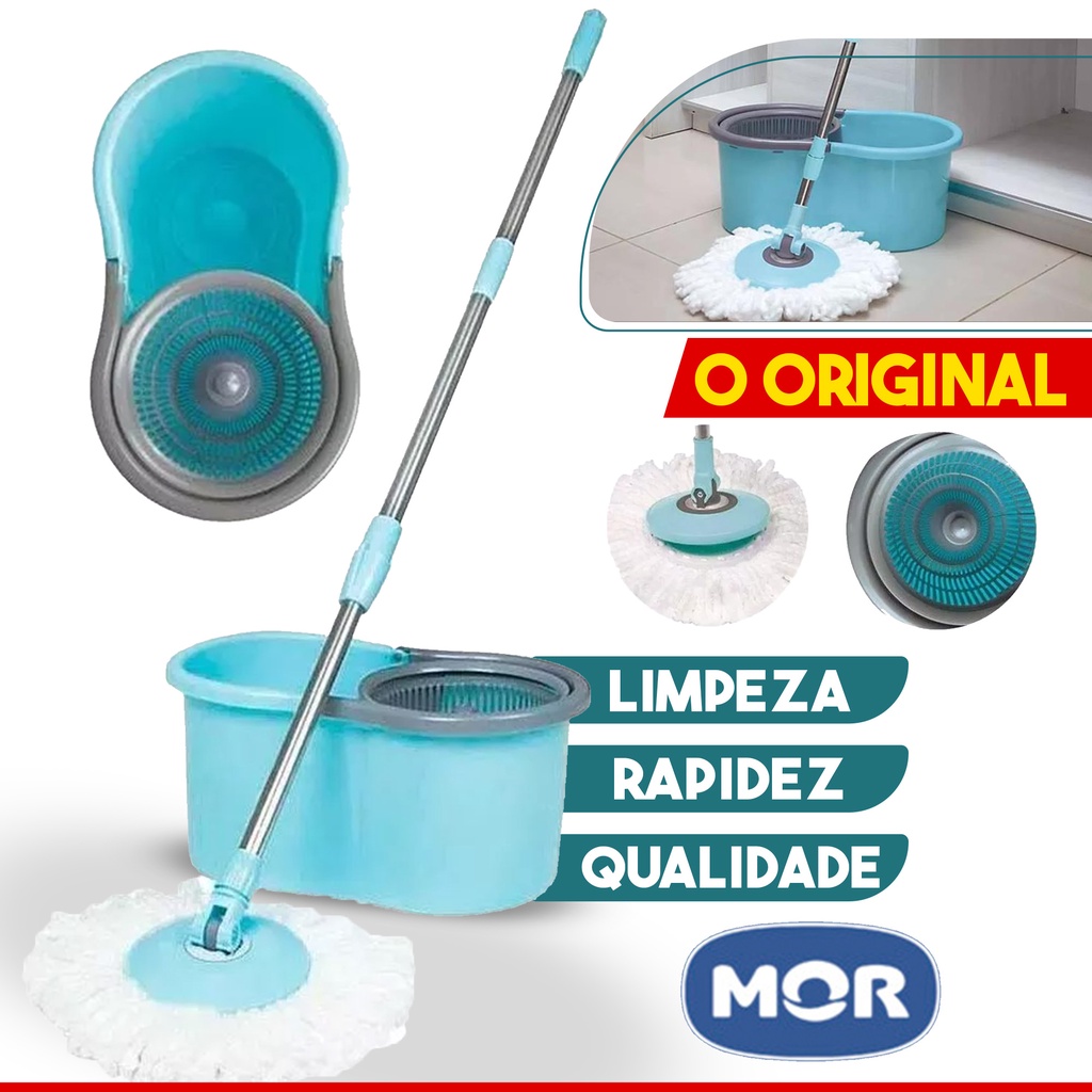 Mop Giratório Grande Premium Pocket Esfregão Balde 8 Litros Limpeza Mor ...