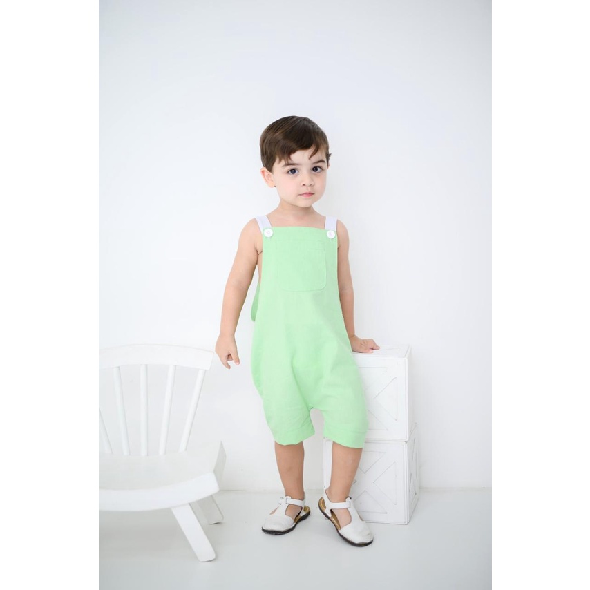 Jardineira Linho moda infantil bebe | Shopee Brasil