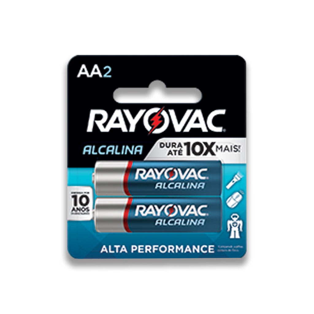Pilha Alcalina AA Rayovac Bateria 2A Pequena 2 unidades | Shopee Brasil