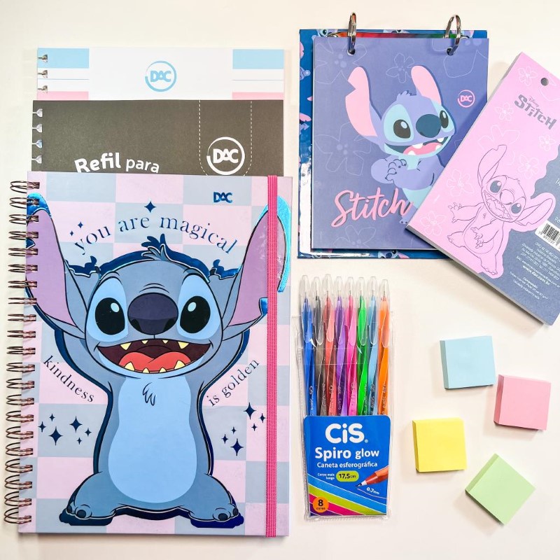 Kit papelaria Stitch diversos materiais escolares | Shopee Brasil