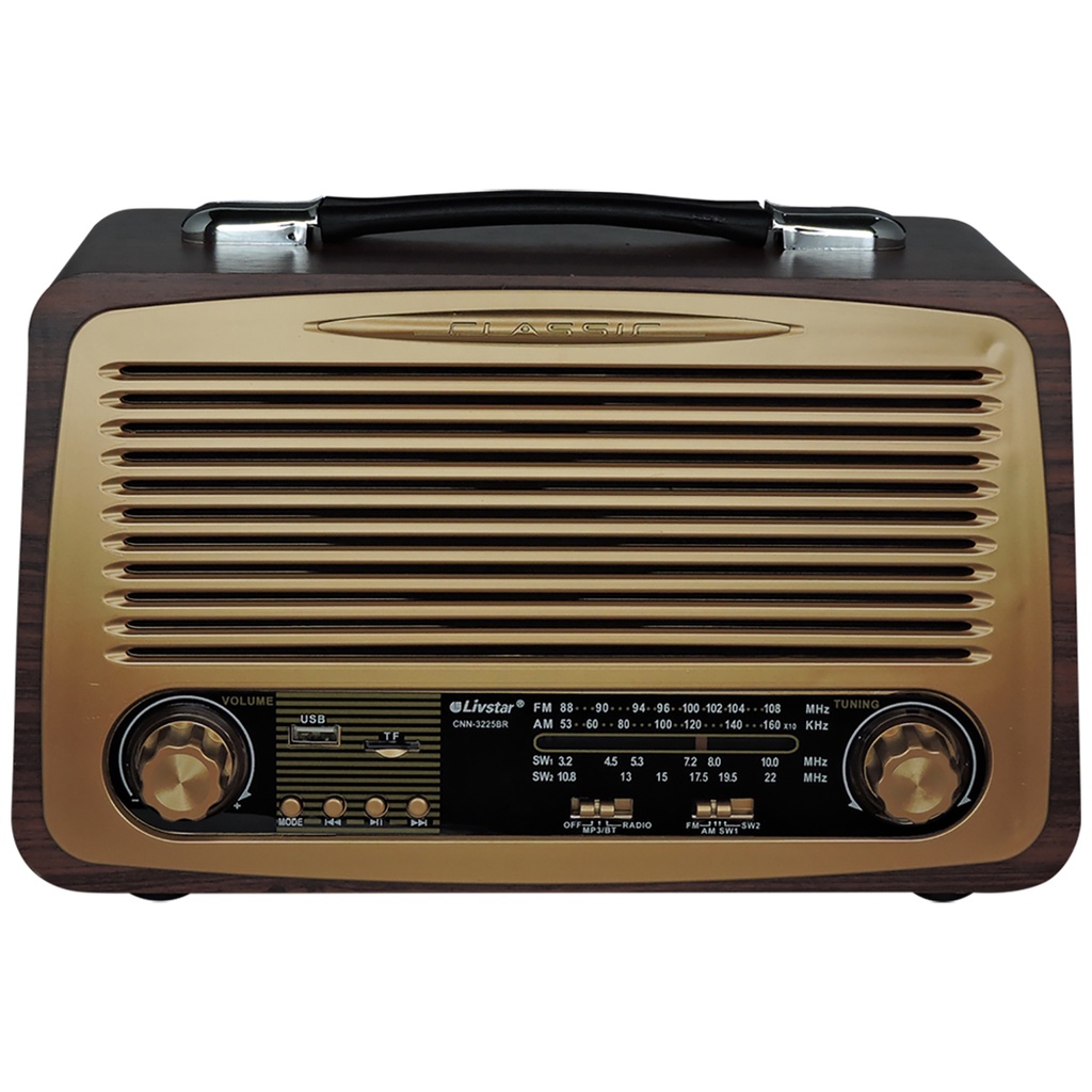 Rádio Retro Vintage Portátil 3 Bandas AM/FM/SW Recarregavel com ...