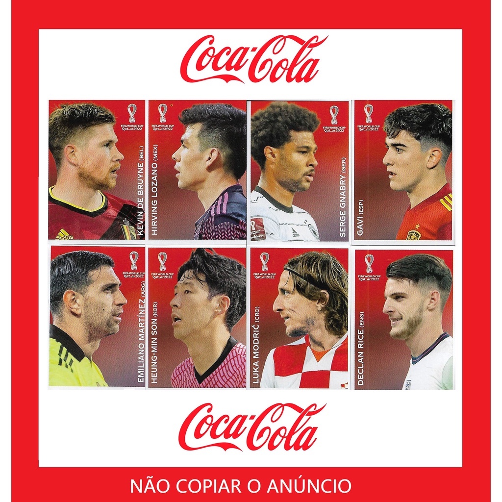 Kit 8 Figurinhas Copa Do Mundo Qatar 2022 Coca-Cola (Originais Panini ...