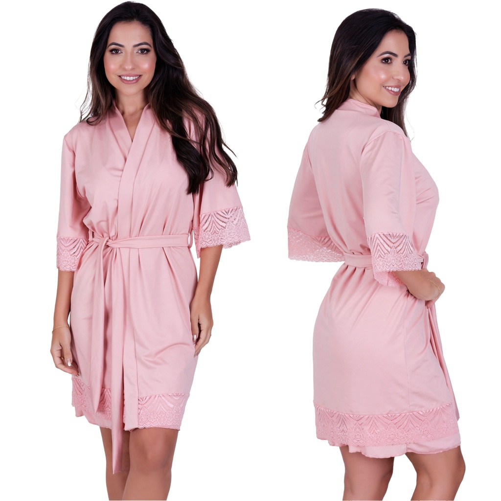 Robe Romantic Renda Hobby Feminino Roupão Confortável Linha Noite ...