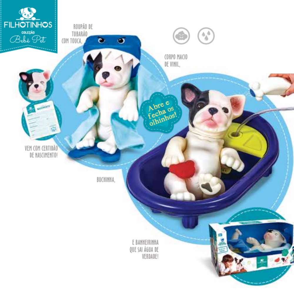 Bebe Reborn Pet Bulldog Filhote Hora Do Banho Banheira | Shopee Brasil