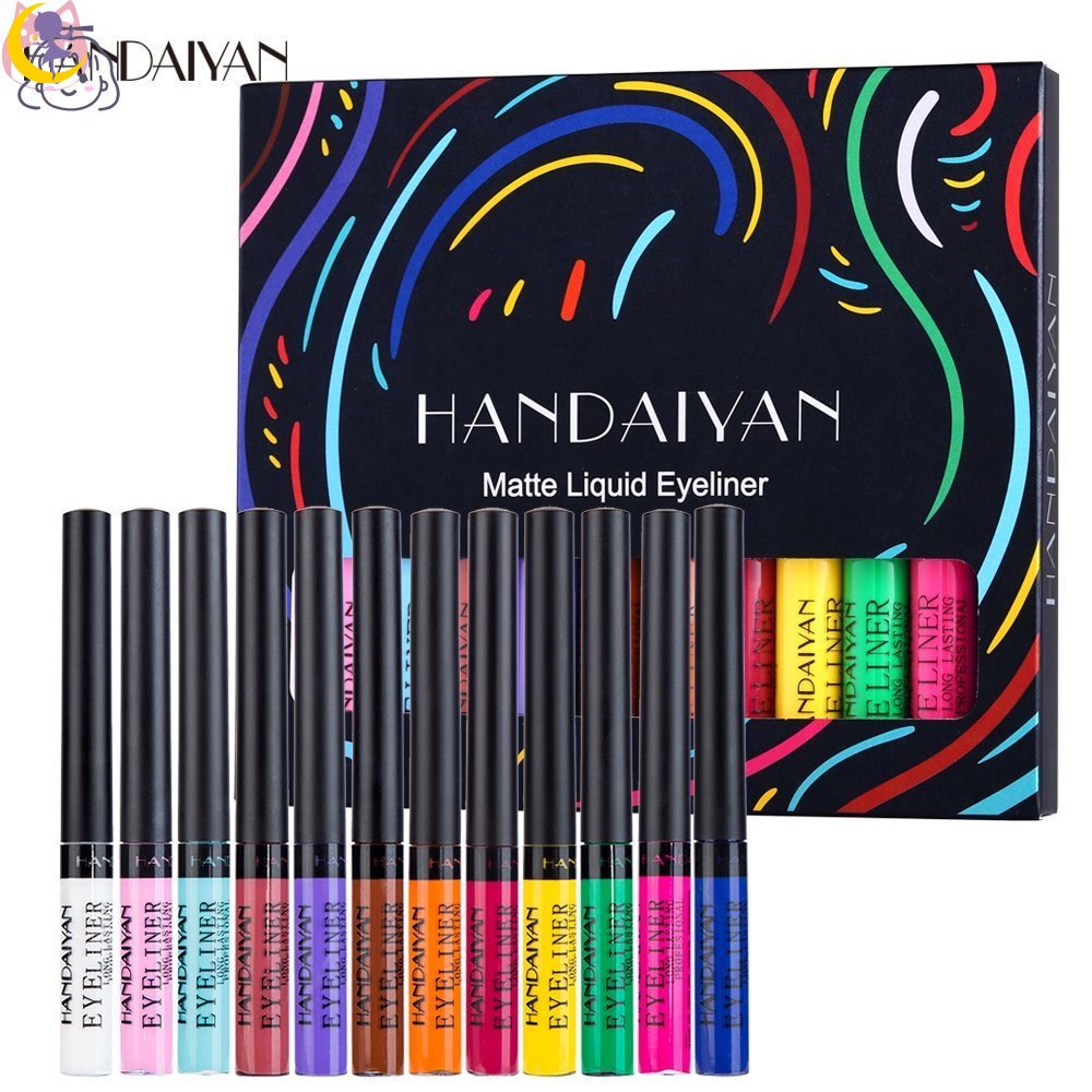 HANDAIYAN 12 Color Matte Eyeliner Kit Maquiagem À Prova D'água Colorida ...