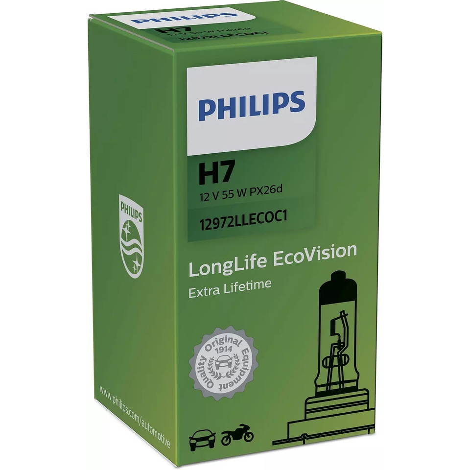 Lampada Original Philips H7 Long Life Ecovision 12/55w 3100K | Shopee Brasil