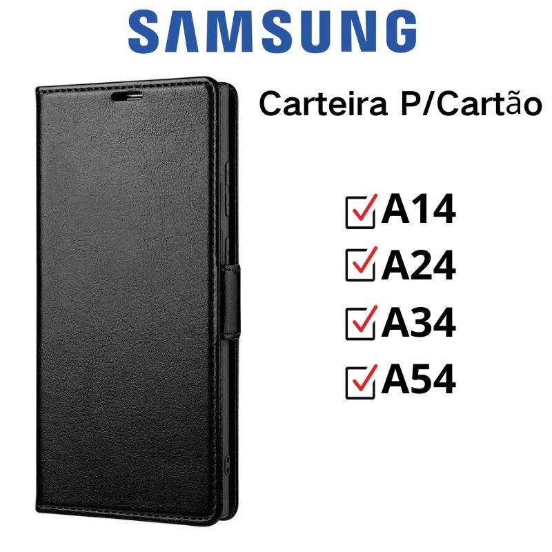 Capa Capinha Carteira Flip C/ Porta Cartão Para Samsung Galaxy A14 / A24 / A34 / A54 Case Couro ...