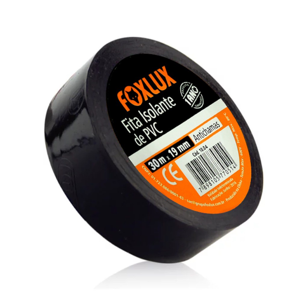 Fita isolante 19 mm x 30 metros - Foxlux | Shopee Brasil