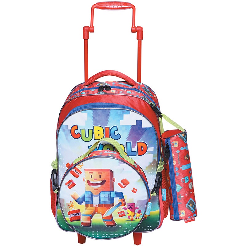 Kit Mochila De Rodinha Lancheira Estojo Cubic World Rocie | Shopee Brasil