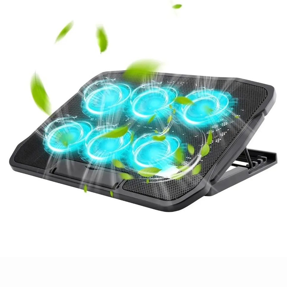 12-17inch Gaming Laptop Cooler Six Fan Led Screen Two USB Port 2600RPM ...
