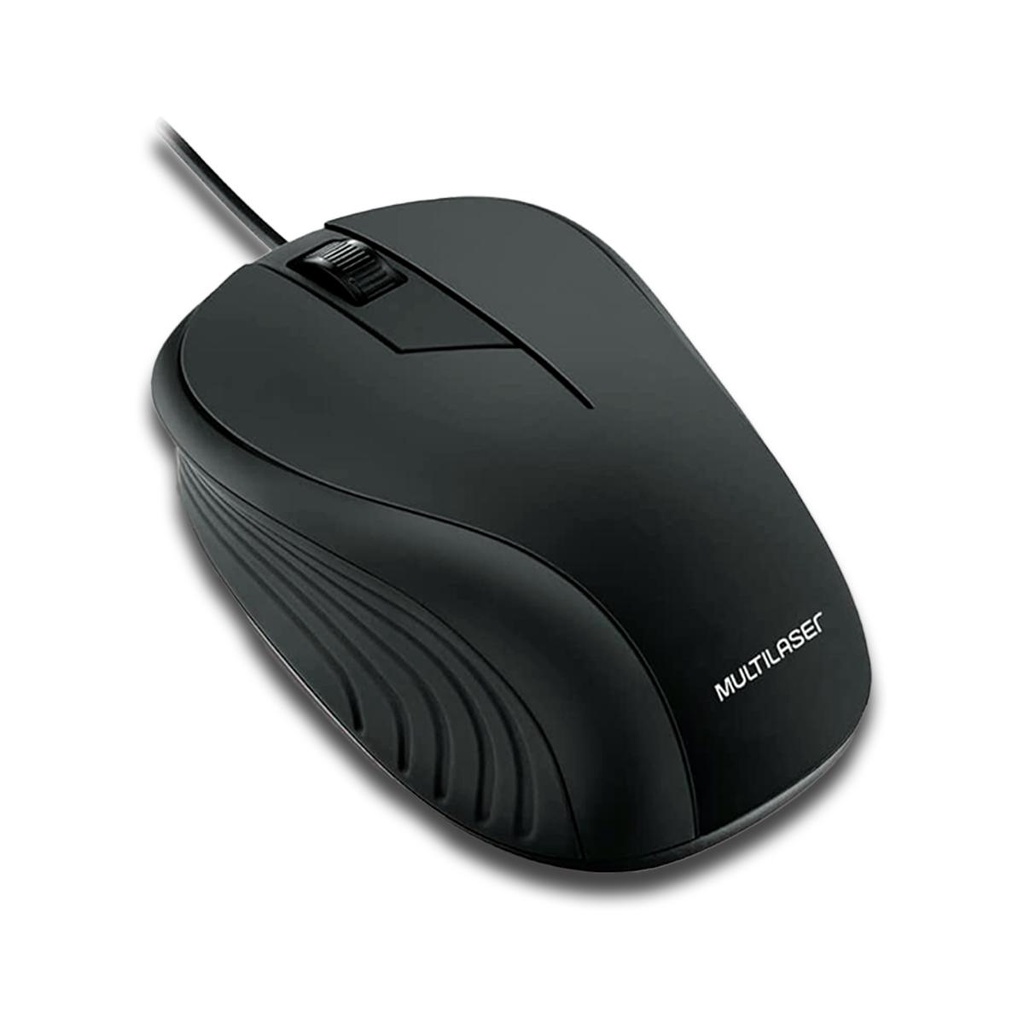 Mouse Emborrachado USB Preto Com Fio Multilaser MO222 | Shopee Brasil
