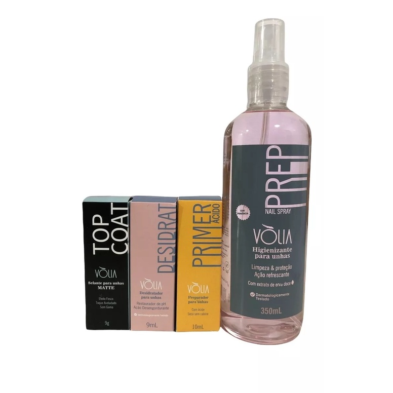 Kit Volia Prep 350ml + Desitrat + Primer Acido + Top Coat | Shopee Brasil