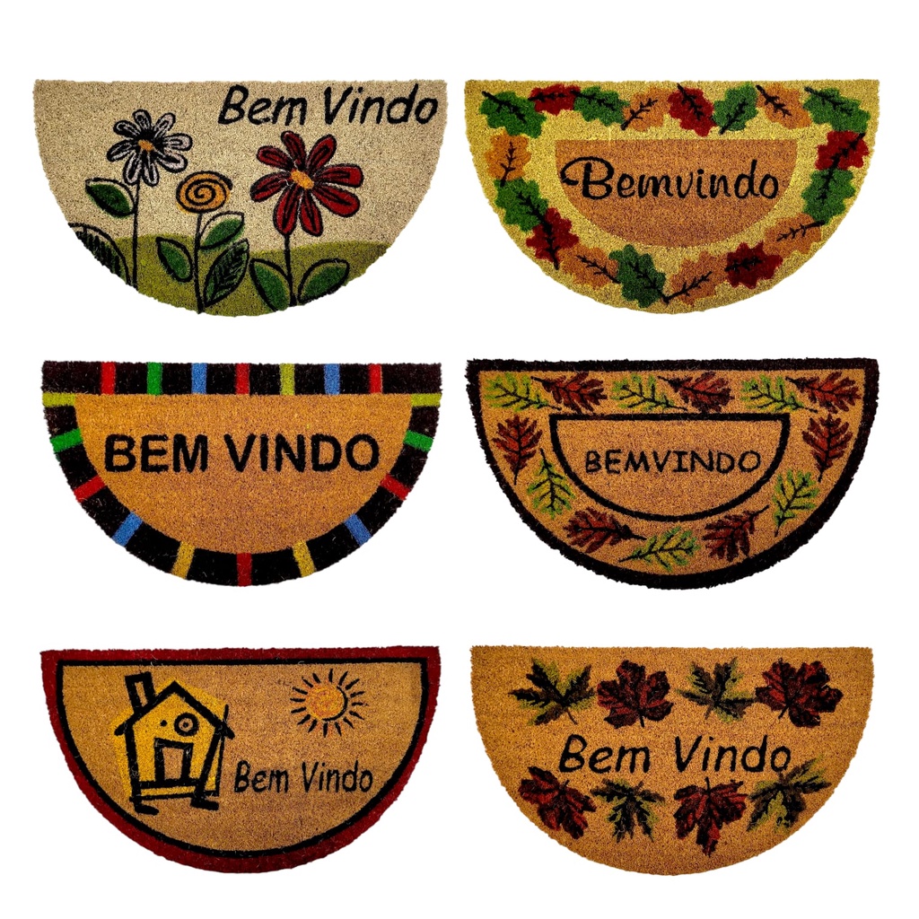 Capacho Meia Lua Fibra de Coco Tapete Entrada 33x60cm | Shopee Brasil