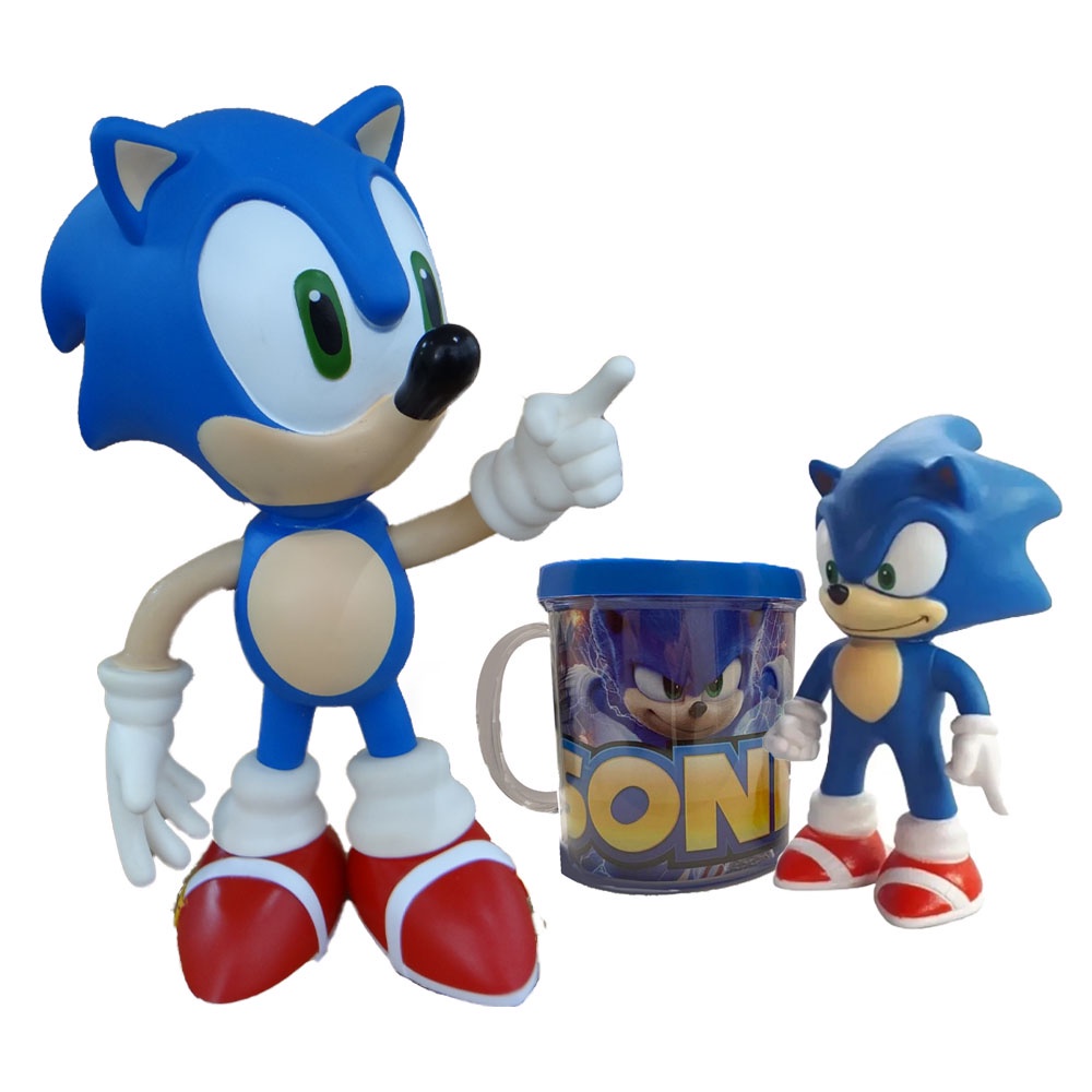 Kit Boneco Sonic 25cm E Sonic 16cm Com Caneca Personalizada | Shopee Brasil