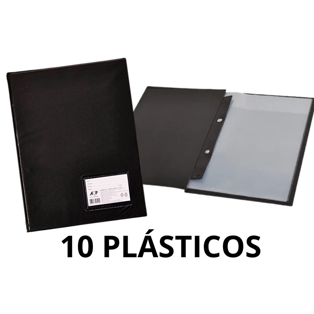 Pasta Catalogo com 10 Plasticos Preta em PVC | Shopee Brasil
