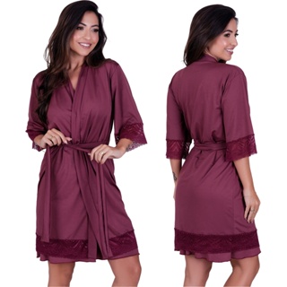 Robe Romantic Renda Hobby Feminino Roupão Confortável Linha Noite ...