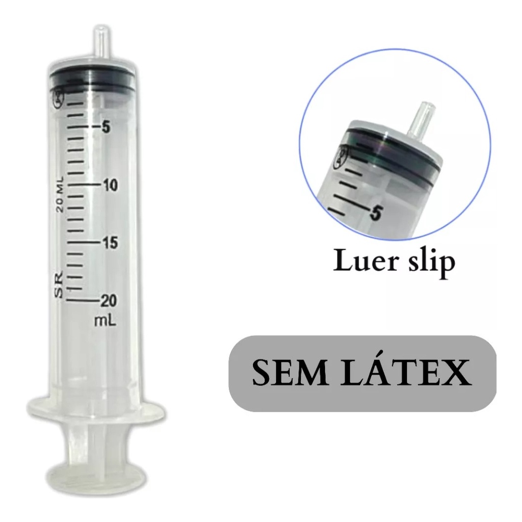Seringa 20ml Bico Luer Slip Para Dieta Enteral Com 50 Und. | Shopee Brasil