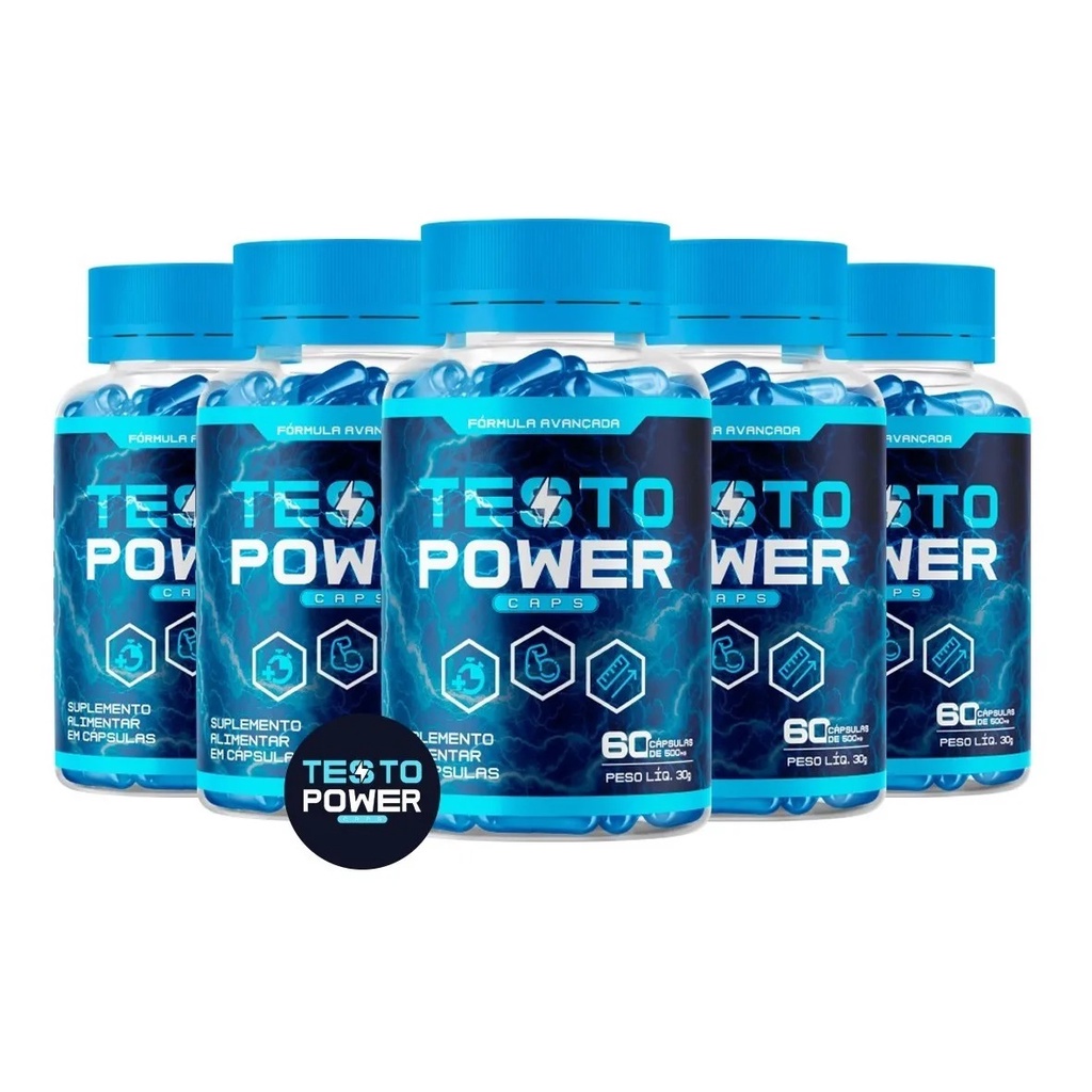 Testo Power Caps Original 5 Pote 60 Cápsulas - Escorrega o Preço