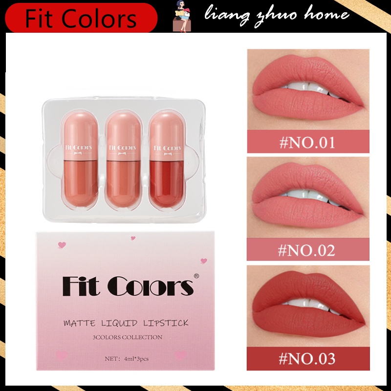 Fit Colors 3Colors/Set Mini Capsule Lipstick Batom De Veludo Matte Lip Glaze Kawaii À Prova D ...