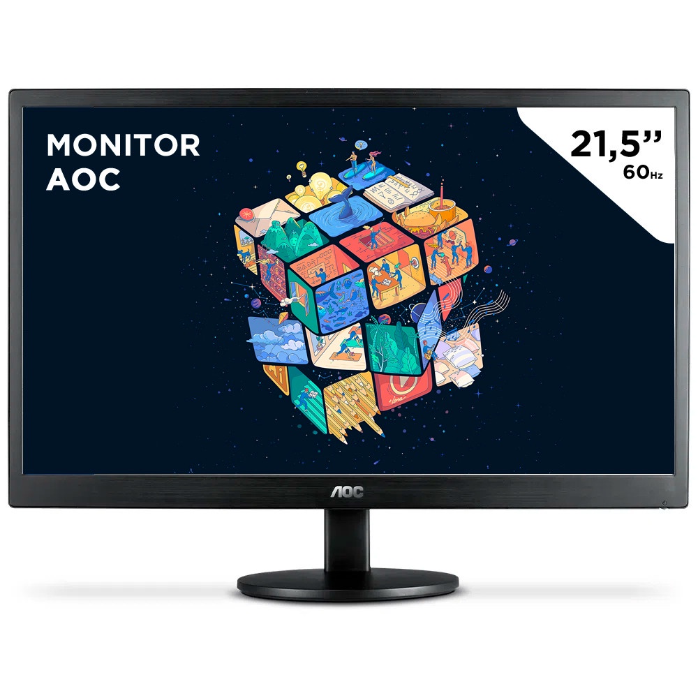 Monitor AOC LED 21.5 FULL HD 60Hz 5ms VGA HDMI TN Anti-Reflexo Preto E2270SWHEN | Shopee Brasil