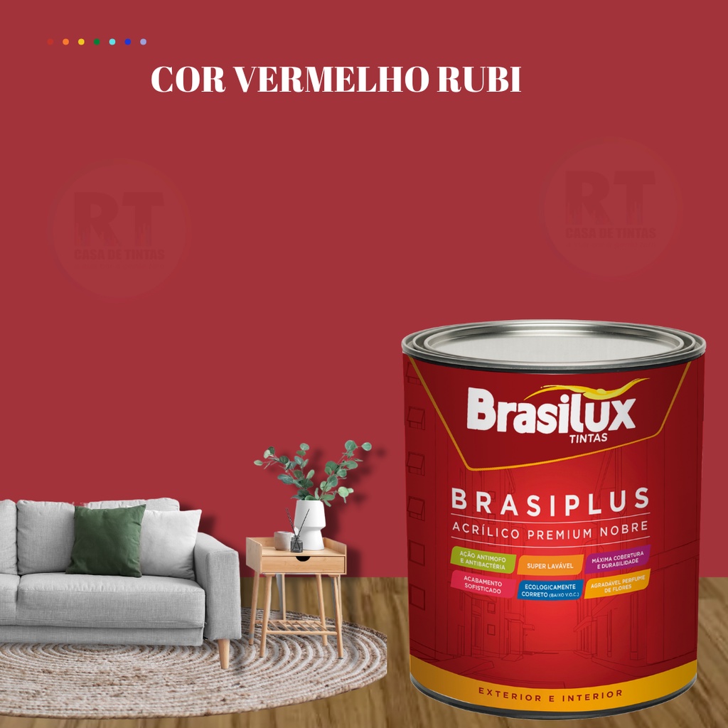 Tinta de Parede Vermelho Rubi Brasiplus Fosca 800ml. | Shopee Brasil