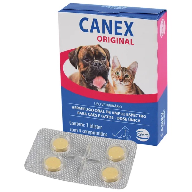 Vermifugo Canex Original para Pet Cães Cachorro e Gato - 4 Comprimidos ...