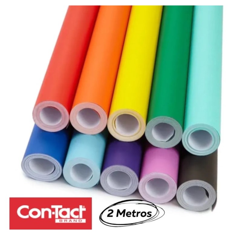 Papel contact PLASTCOVER adesivo colorido rolo 45x2m un | Shopee Brasil