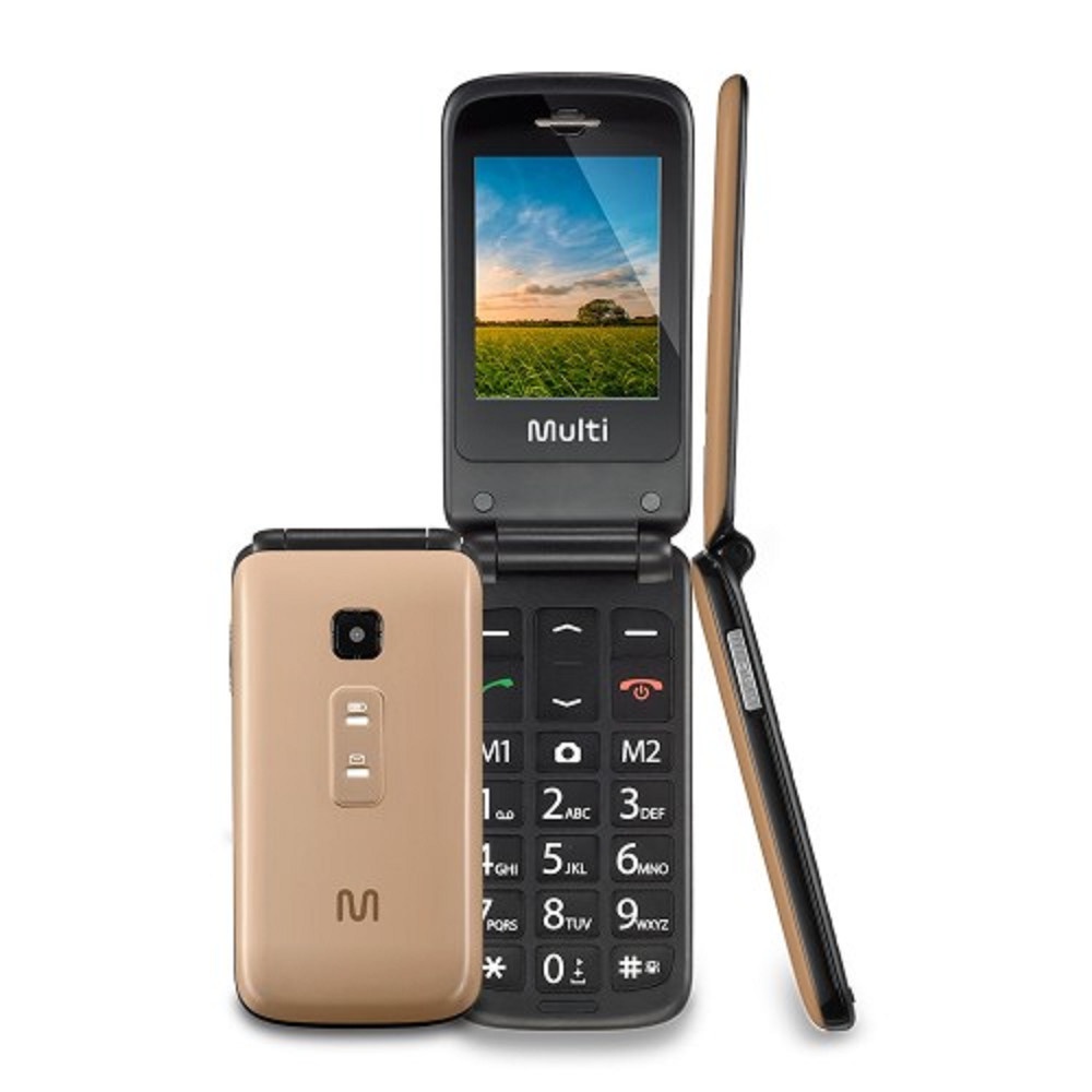 Celular Flip Vita Multilaser Dual Chip MP3 Dourado - P9043 | Shopee Brasil
